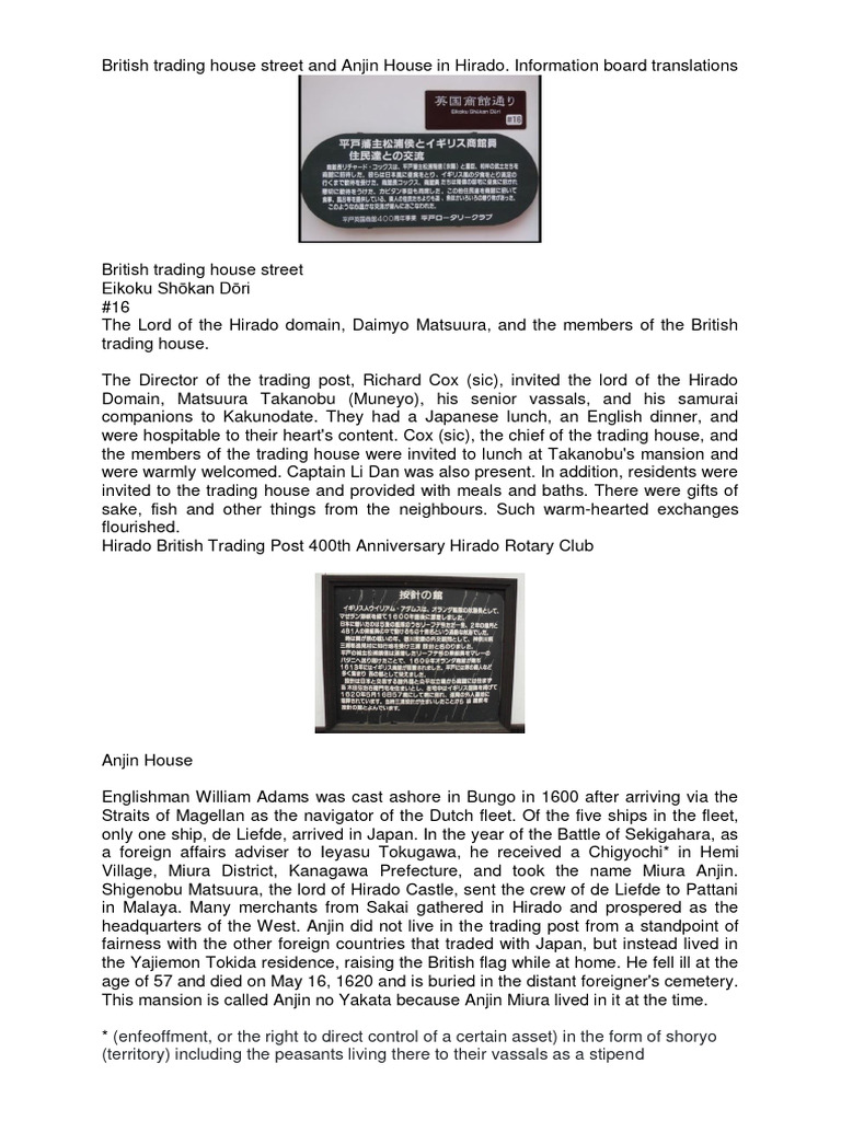 Hirado British Trading Post History | PDF