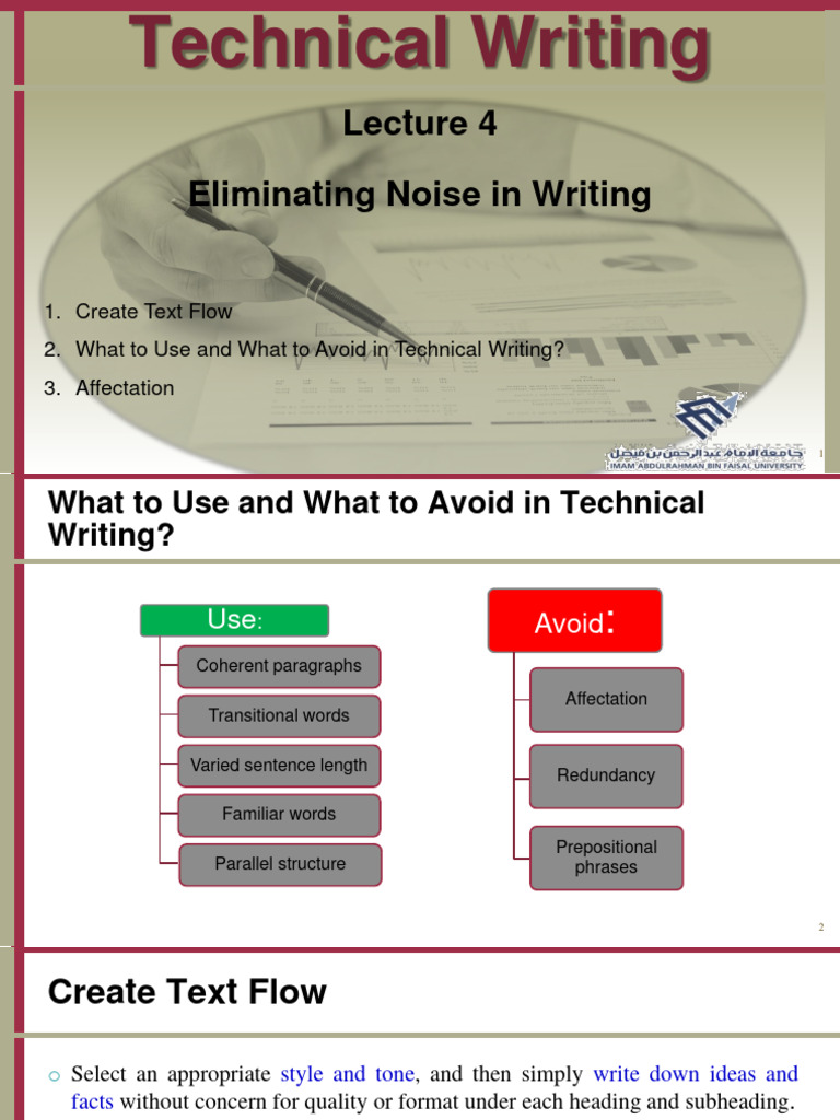 Lecture 4 - Technical Writing - Eliminating Noise in Writing | PDF ...