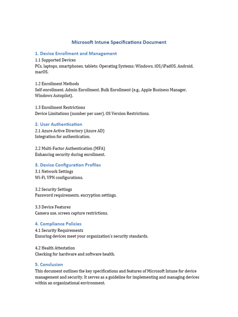 Microsoft_Intune_Specifications_Document | PDF