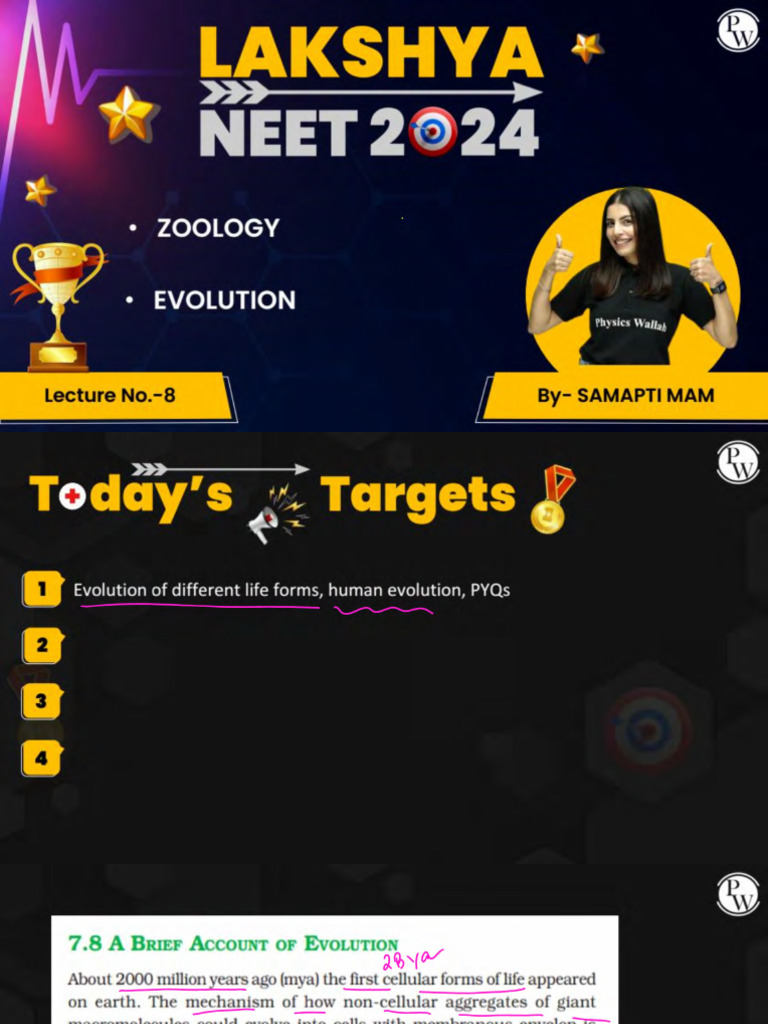 Evolution 08 _ Class Notes || Lakshya NEET 2024 | PDF