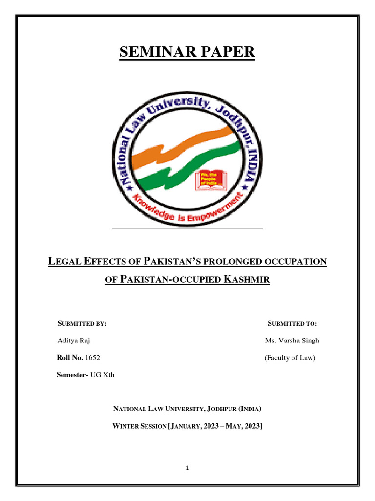 1652 - Seminar Paper | PDF | Military Occupation | India–Pakistan Relations
