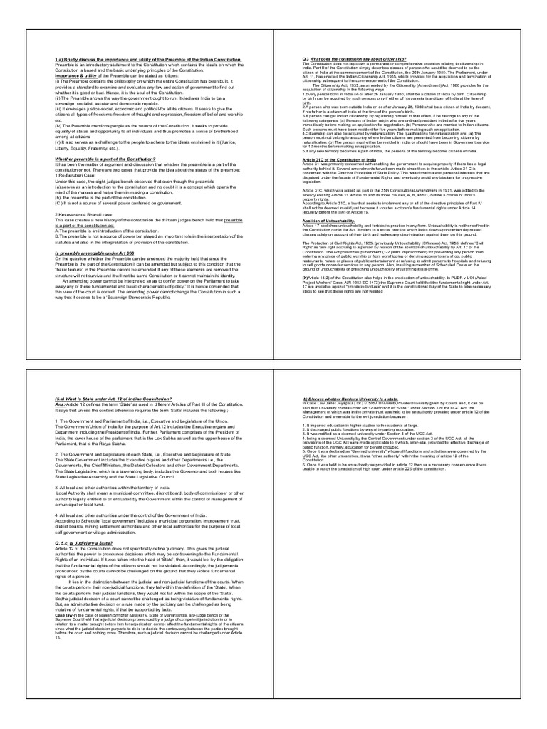 Preamble (3 Files Merged) | PDF | Citizenship | Constitution