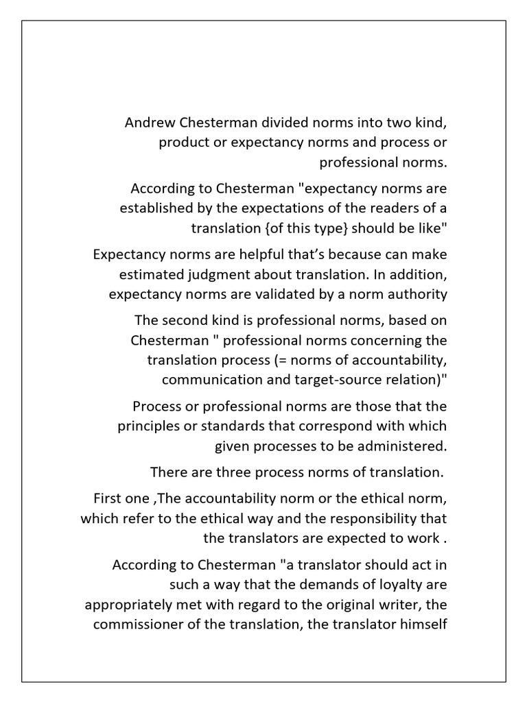 Andrew Chesterman Divided Norms Into Two Kind | PDF