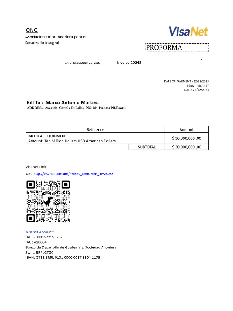 Invoice To Marco Antonio Martins | PDF | Finance & Money Management | Law