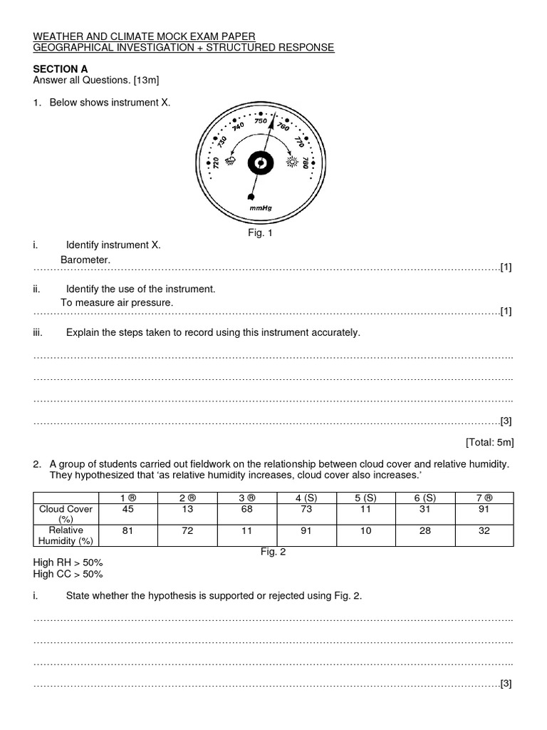 Weather and Climate Mock Exam Paper | PDF | Hypothesis | Earth Phenomena