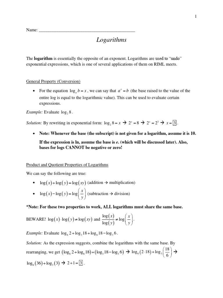 Logarithms | PDF