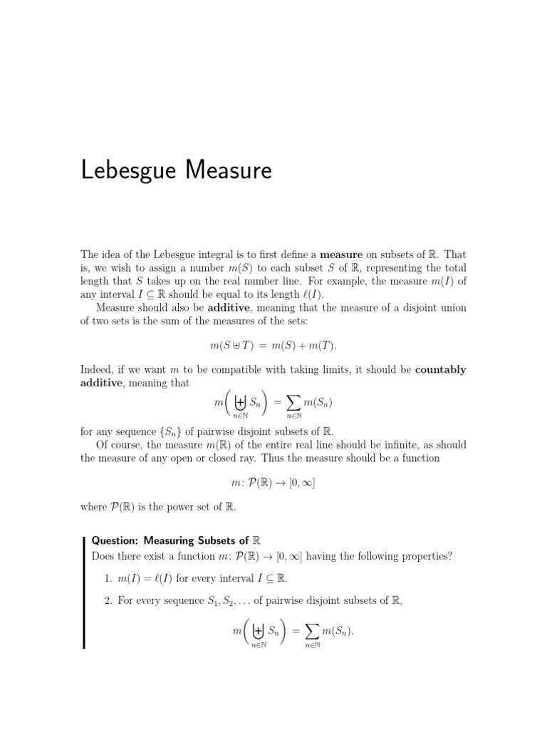 Advanced Lebesgue Measure Guide | PDF | Measure (Mathematics) | Set ...