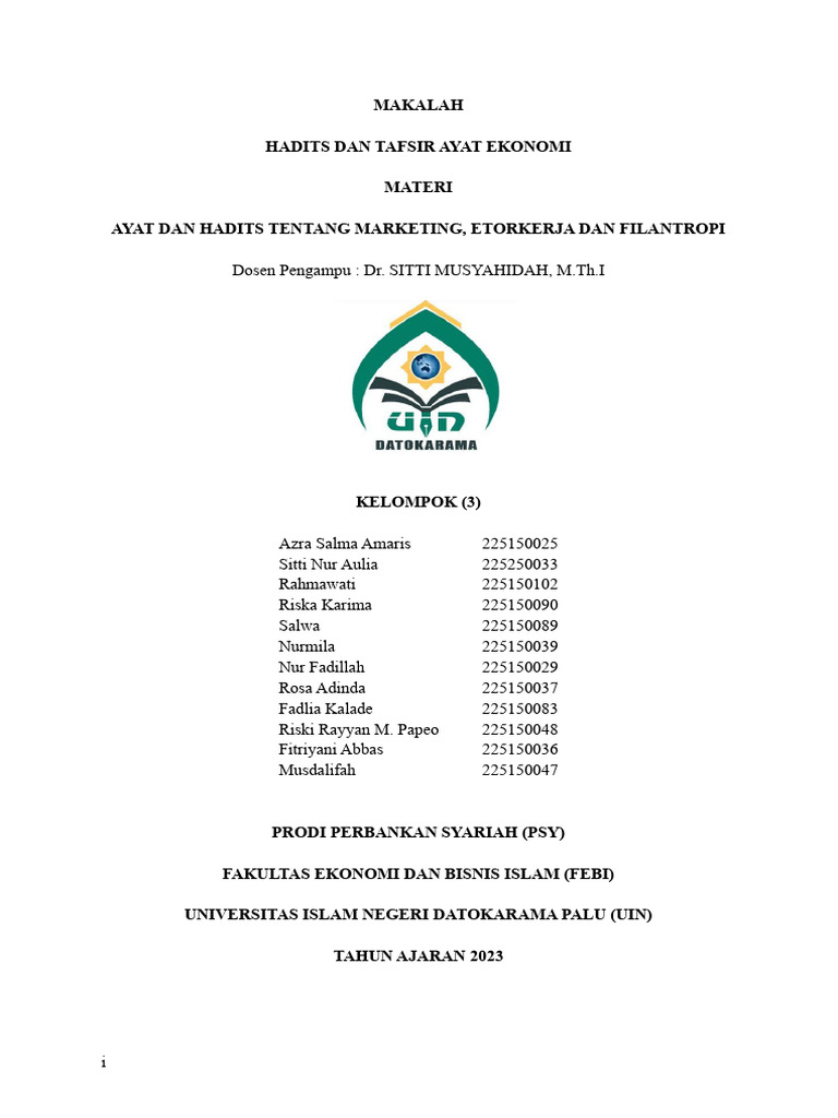 Makalah Ayat Dan Hadits Ekonomi Kel 3 | PDF