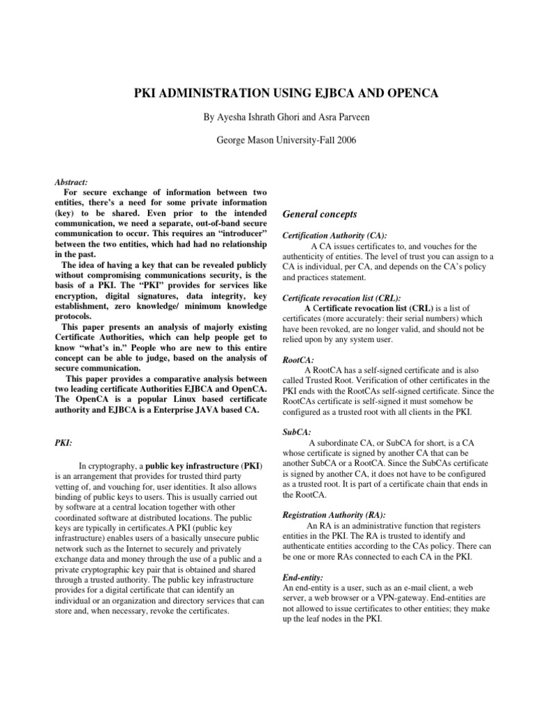 Pki Administration Using Ejbca and Openca | PDF | Public Key ... Pki Administration Using Ejbca and Openca | PDF | Public Key ...