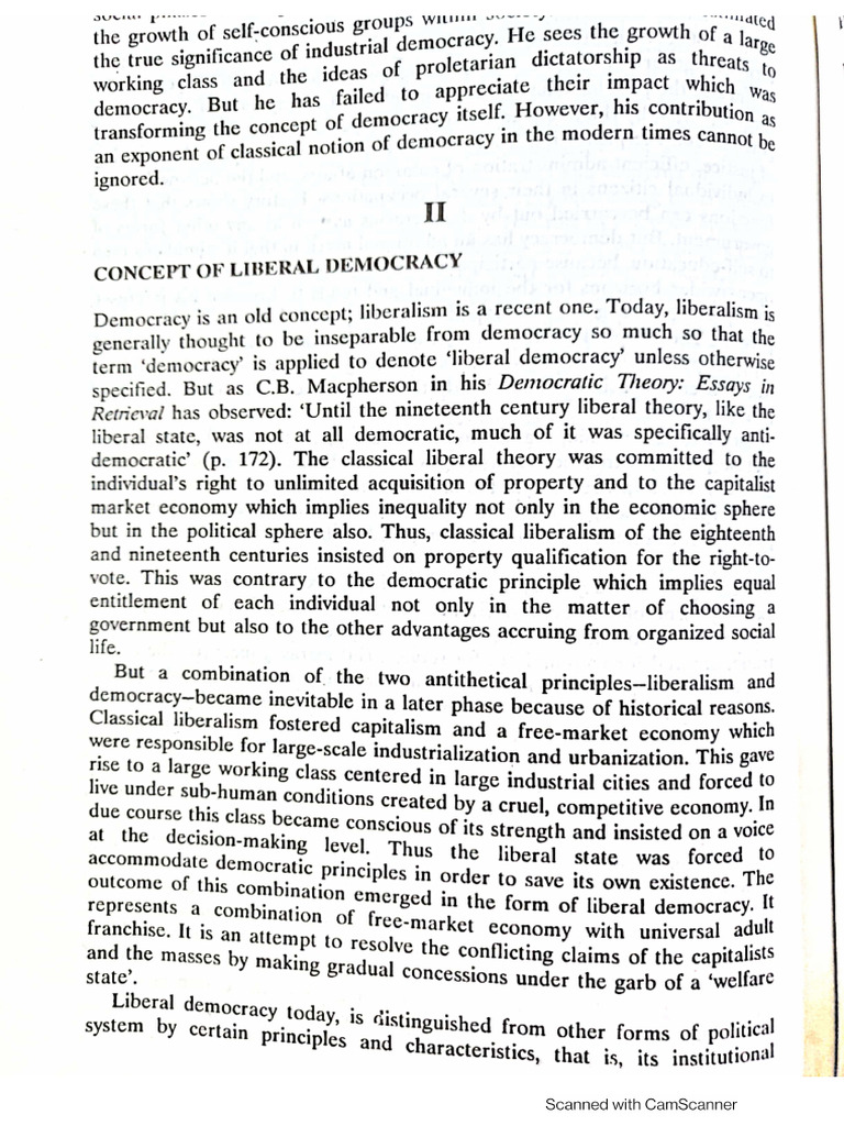 Liberal and Elitist Theory of Democracy | PDF