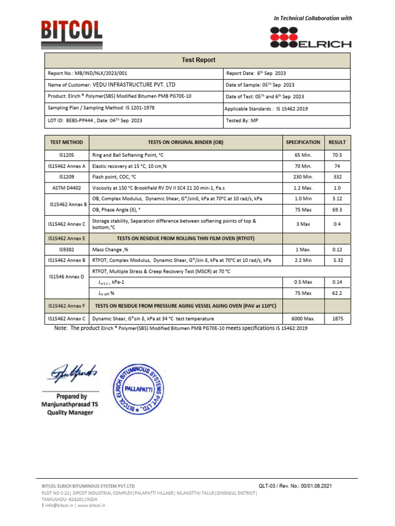 Test Report PMB 70E-10 | PDF