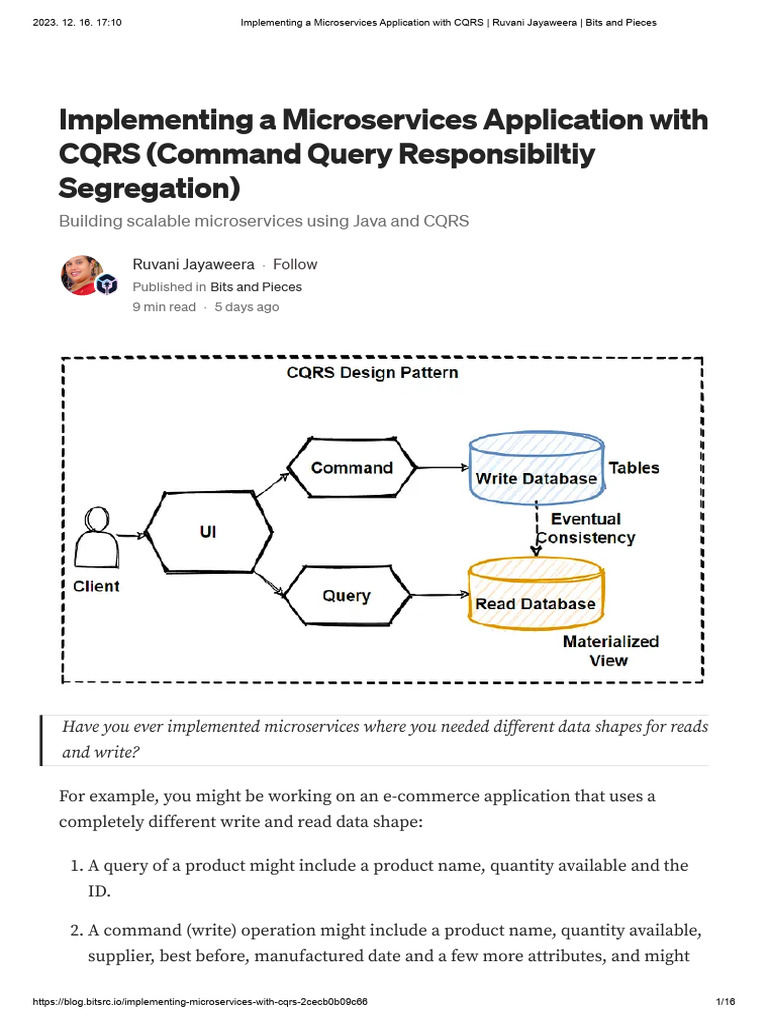 Implementing A Microservices Application With CQRS - Ruvani Jayaweera - Bits and Pieces ...