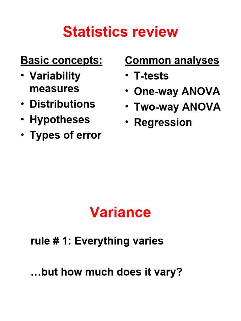 Statistics Review | PDF | Standard Deviation | Student's T Test