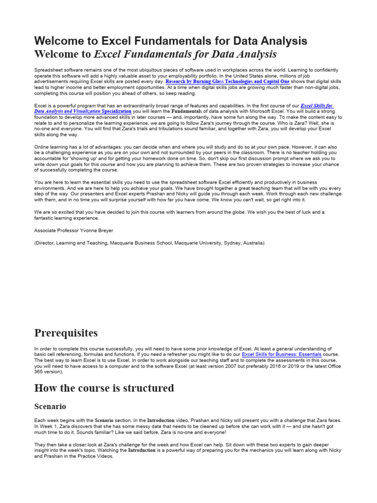 Welcome To Excel Fundamentals For Data Analysis Pdf 8069