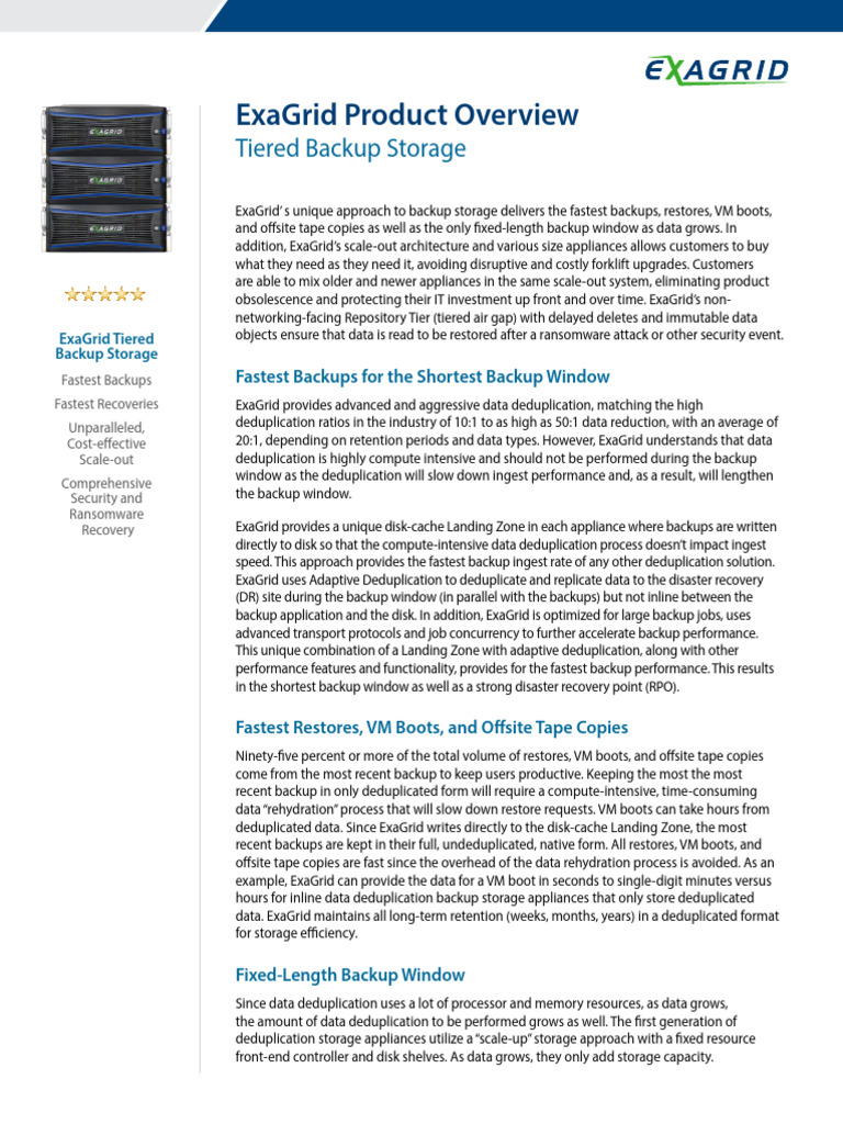 ExaGrid-Product Overview DS | PDF | Backup | Computer Data Storage