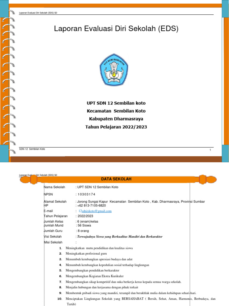Laporan-evaluasi-diri-sekolah-SDN 12 IX KOTO 2023-2024 | PDF | Karier & Perkembangan