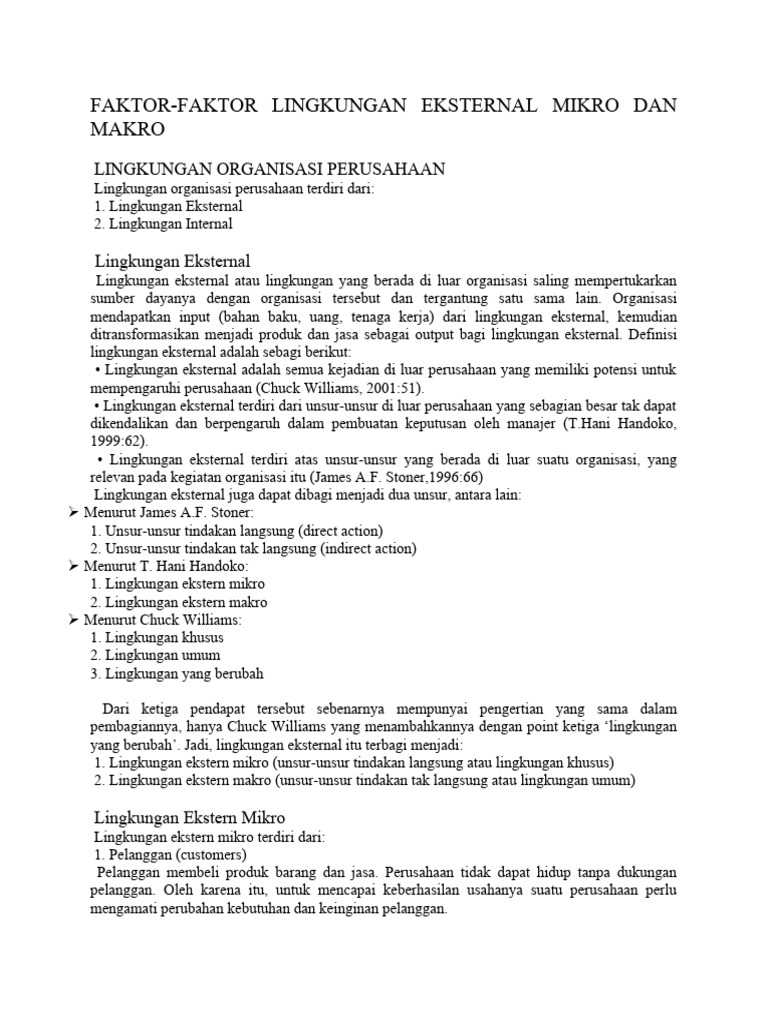 Manajemen Dan Lingkungan Eksternal | PDF