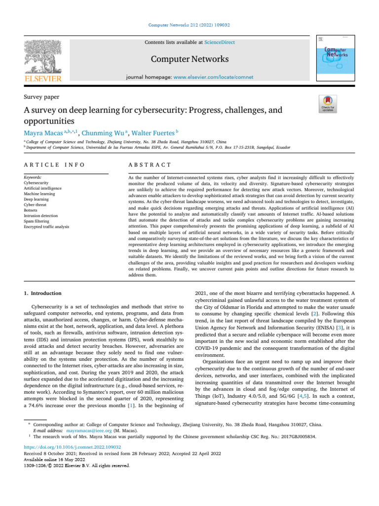 Deep Learning in Cybersecurity Survey | PDF | Deep Learning | Machine Learning