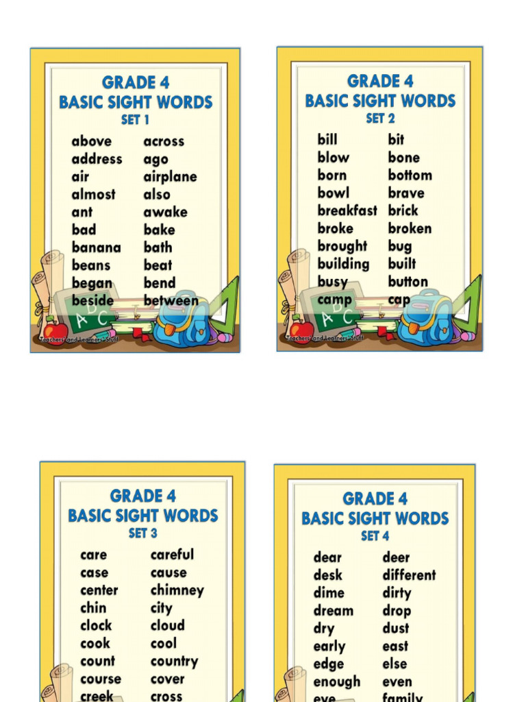 Basic Sight Words 4 | PDF