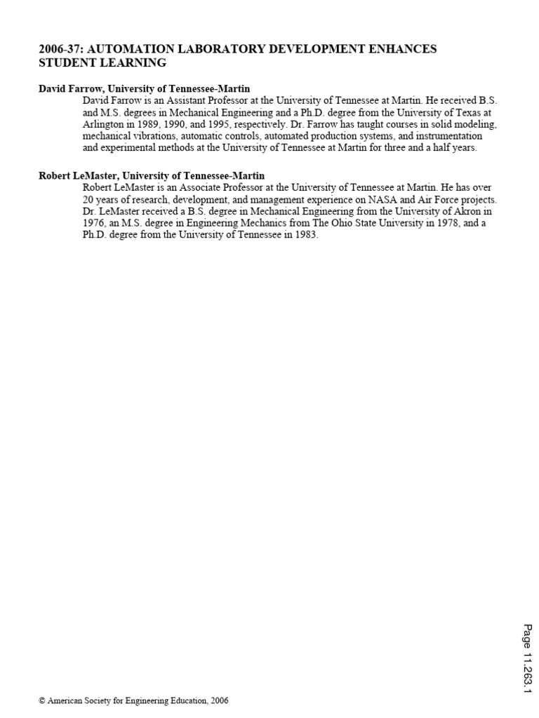 Automation Laboratory Development Enhances Student Learning | PDF