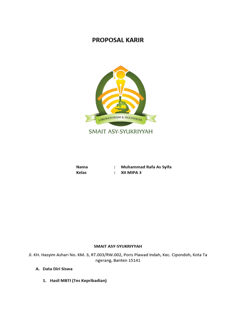 Proposal Karir Kelas 12 Muhammad Rafa As Syifa XII MIPA 3 | PDF