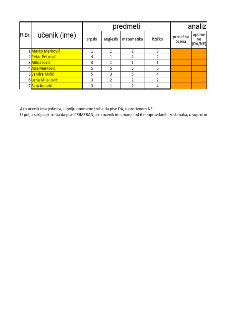 Excel Zavrsna Vezba | PDF
