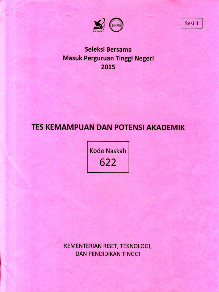 Naskah Soal SBMPTN 2015 Tes Kemampuan Dan Potensi Akademik (TKPA) Kode ...