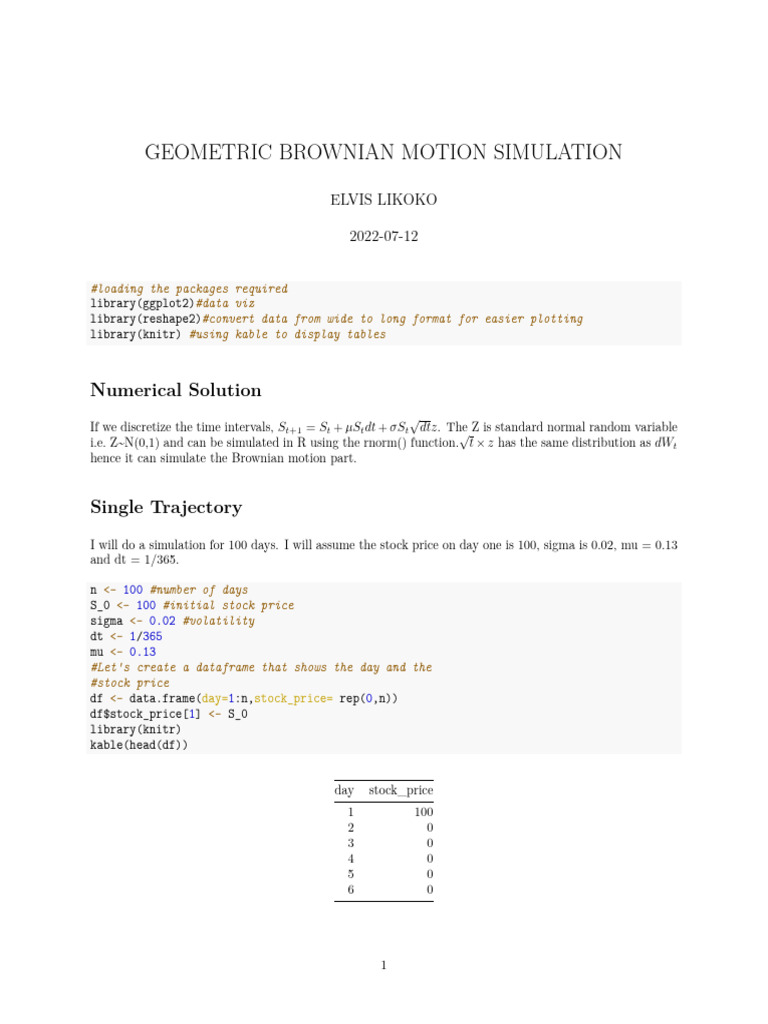 GBM Simulation | PDF | Applied Mathematics