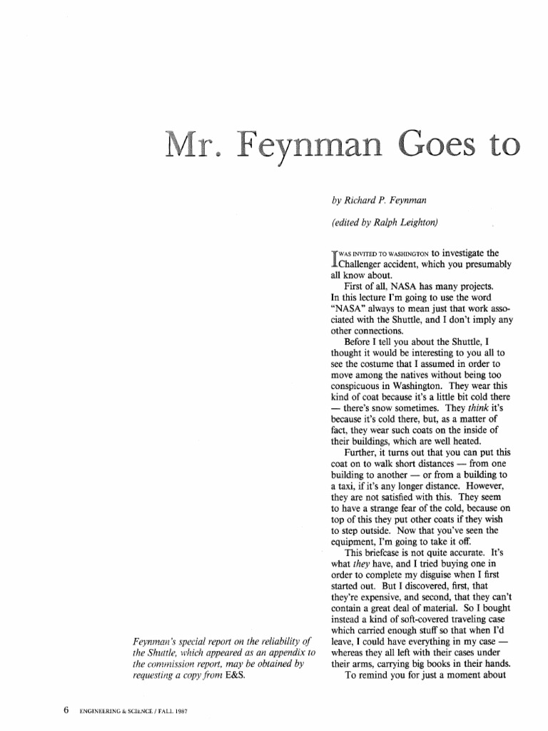 Feynman On Challenger | PDF