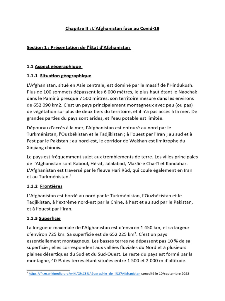 Géographie et Superficie de l'Afghanistan | PDF | Afghanistan