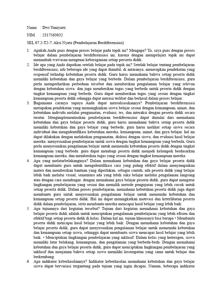 SEL.07.2-T2-7. Aksi Nyata (Pembelajaran Berdiferensiasi) | PDF SEL.07.2-T2-7. Aksi Nyata (Pembelajaran Berdiferensiasi) | PDF