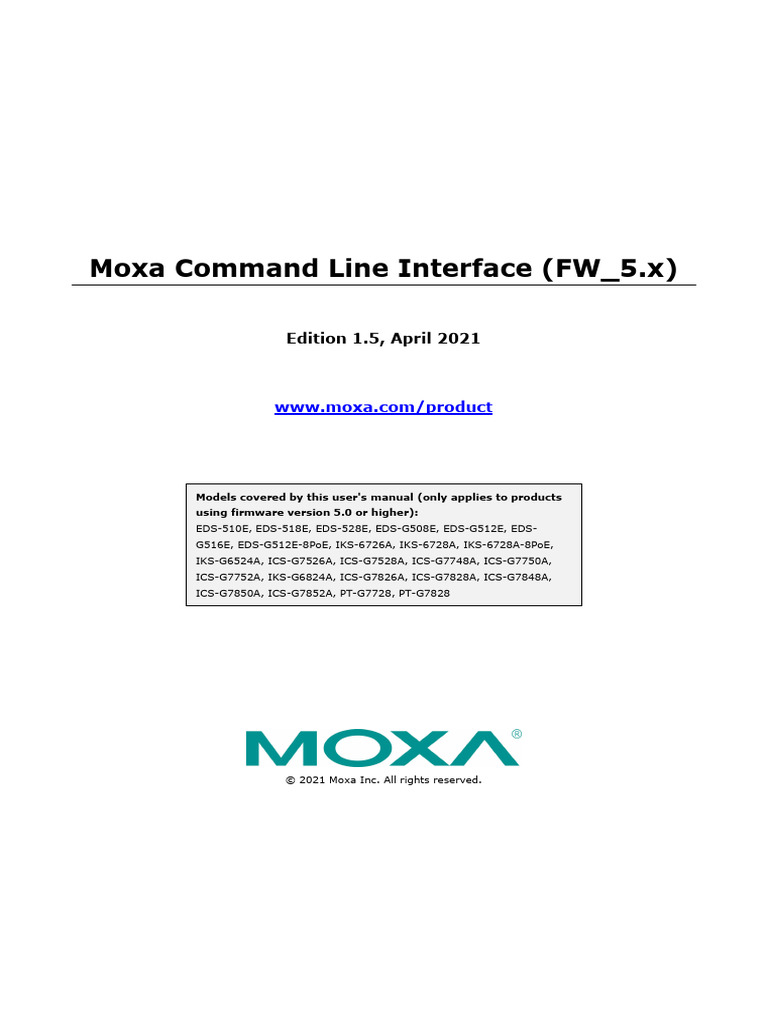 Moxa Eds 510e Series Command Line Interface FW 5.x Um Manual v1.5 | PDF ... Moxa Eds 510e Series Command Line Interface FW 5.x Um Manual v1.5 | PDF ...