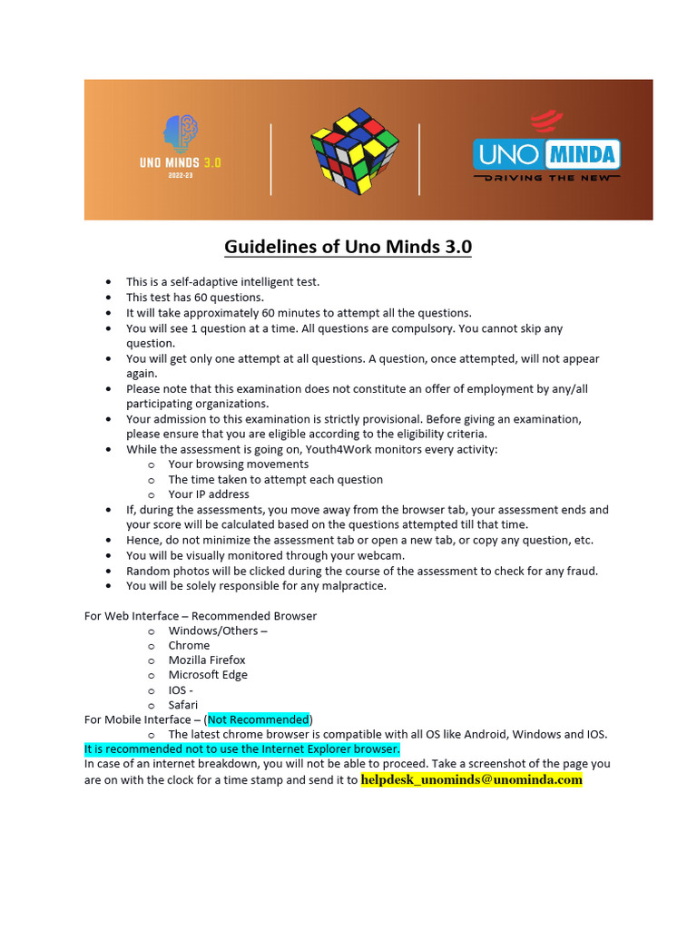 Guidelines For Uno Minds 3.0 | PDF