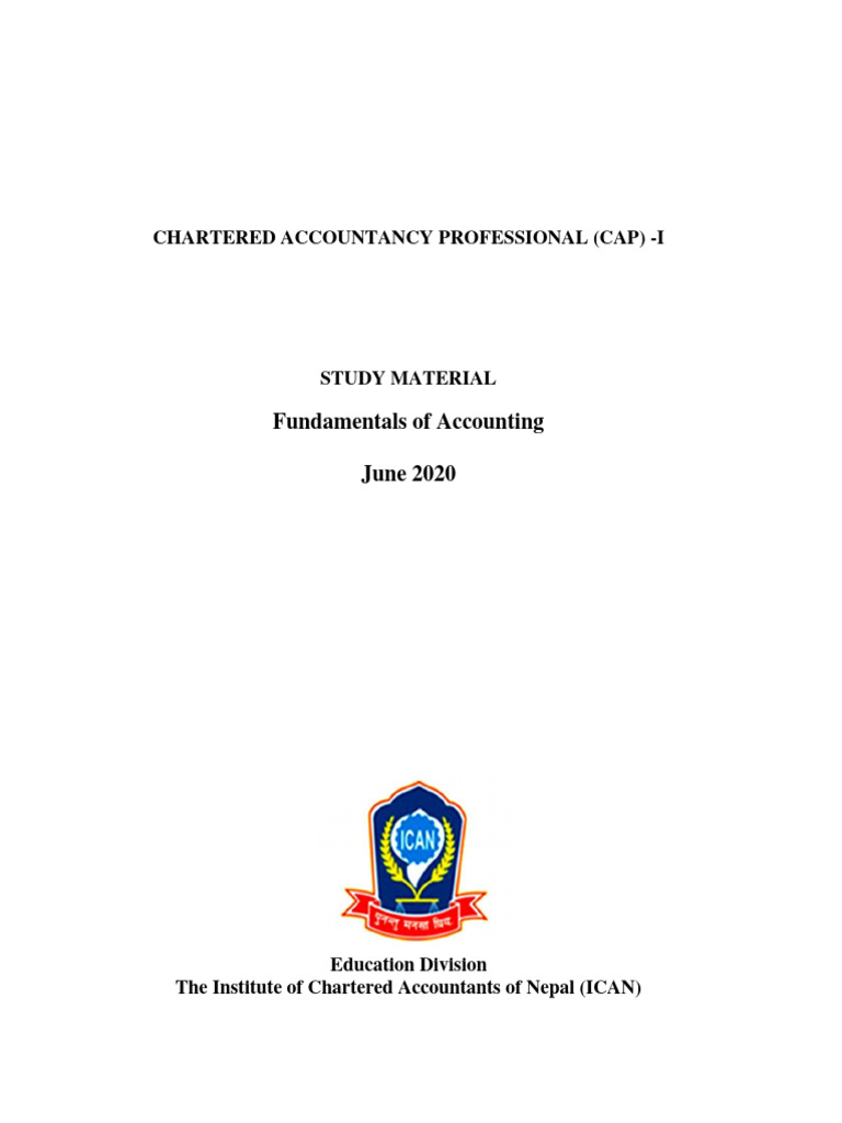 CAP I Fundamentals of Accounting Study Material (2020) | PDF | Business