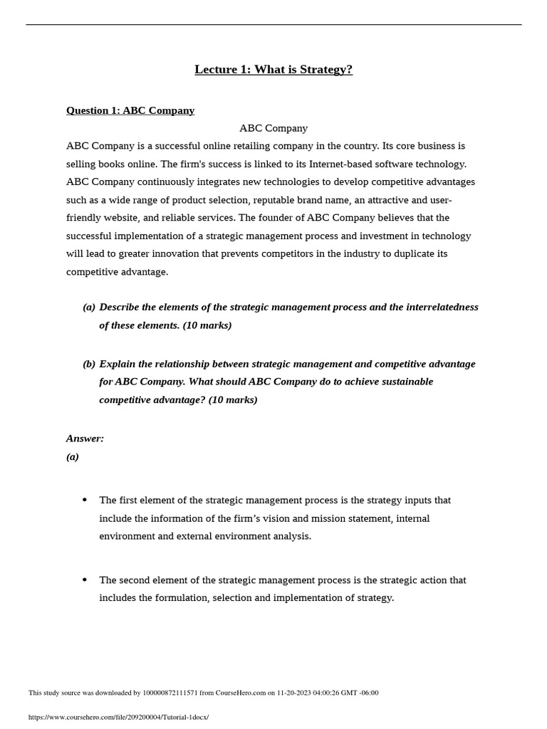 Tutorial 1 | PDF | Strategic Management | Competitive Advantage
