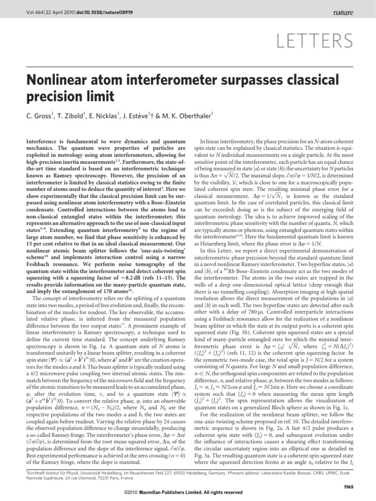 Nature 08919 | PDF | Interferometry | Coherence (Physics)