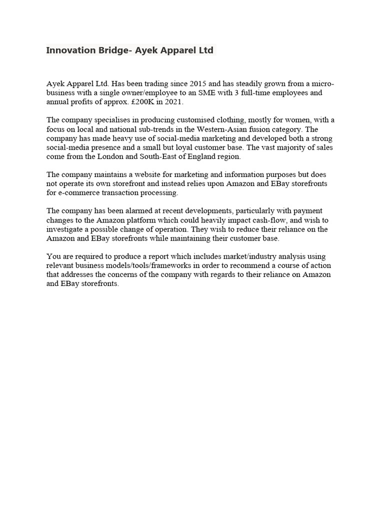 A2 Case Study - Ayek Apparel LTD | PDF