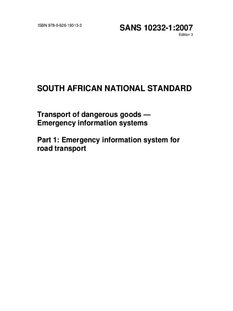 Sans 10232-1 | PDF | Cargo | Dangerous Goods