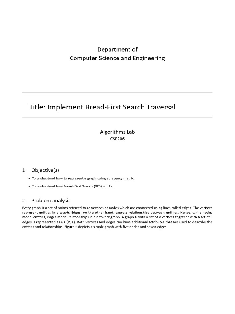 Bread-First Search Traversal Lab Report | PDF
