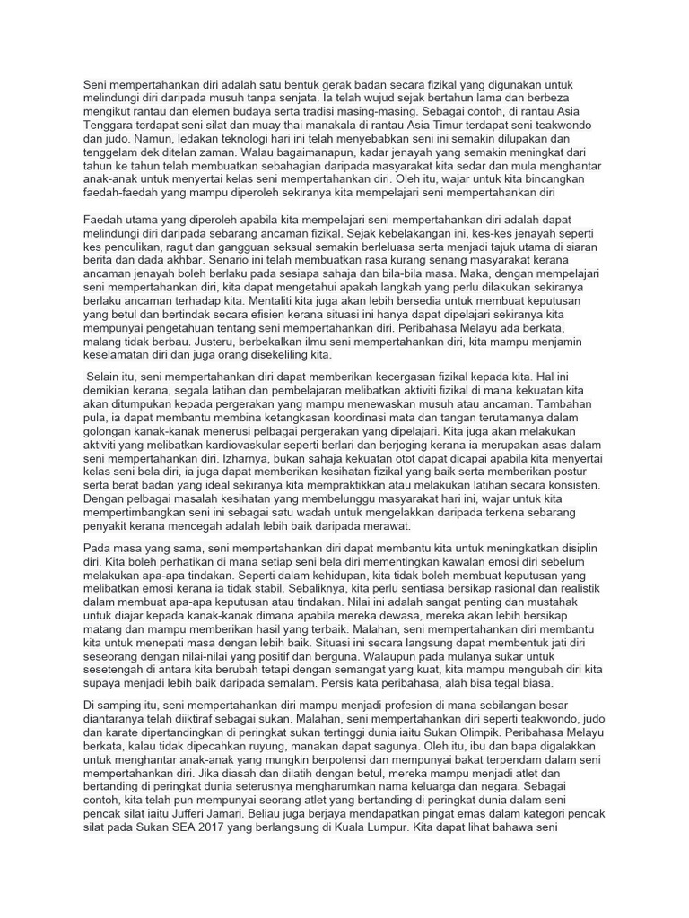 Seni Mempertahankan Diri Adalah Satu Bentuk Gerak Badan Secara Fizikal ...