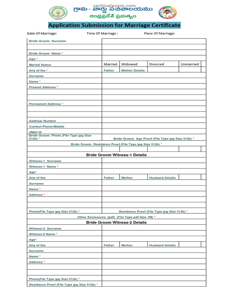 Marriage Certificate Application Form | PDF | Marriage | Husband