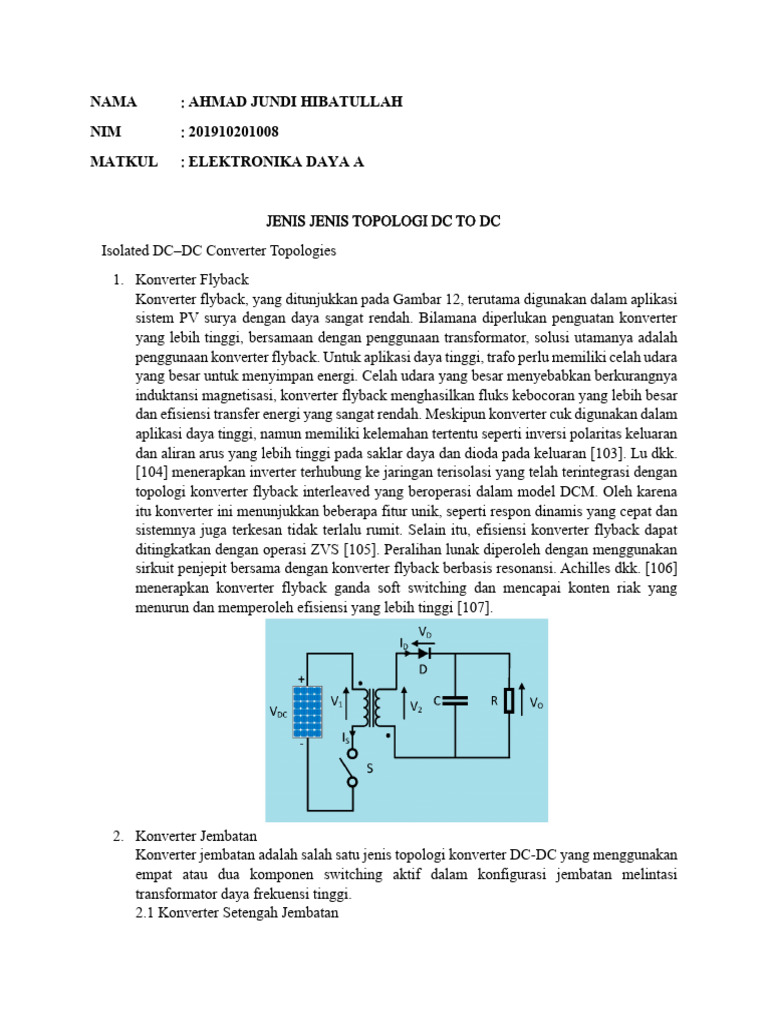Assignment Tugas 9 Jenis-jenis topologi konverter DC-DC | PDF
