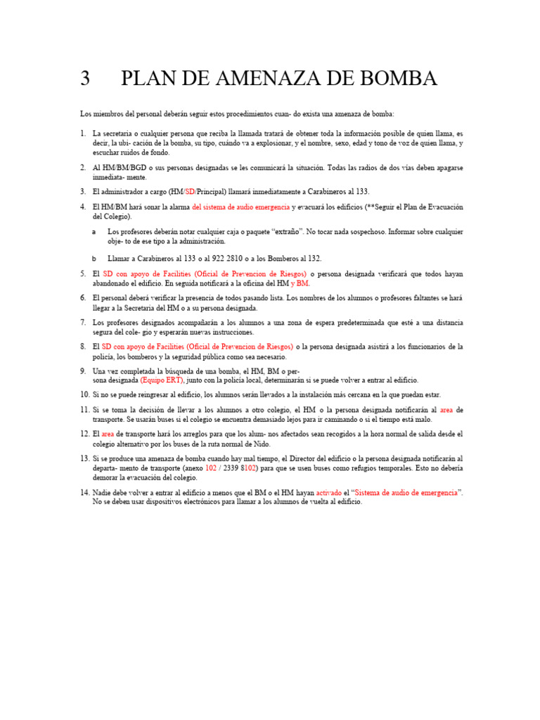 3 Plan de Amenaza de Bomba | PDF