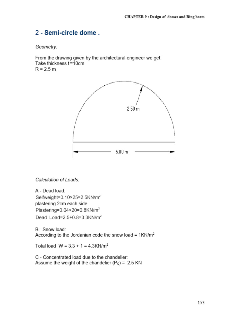 Semi-Circle Dome | PDF | Stress (Mechanics) | Strength Of Materials