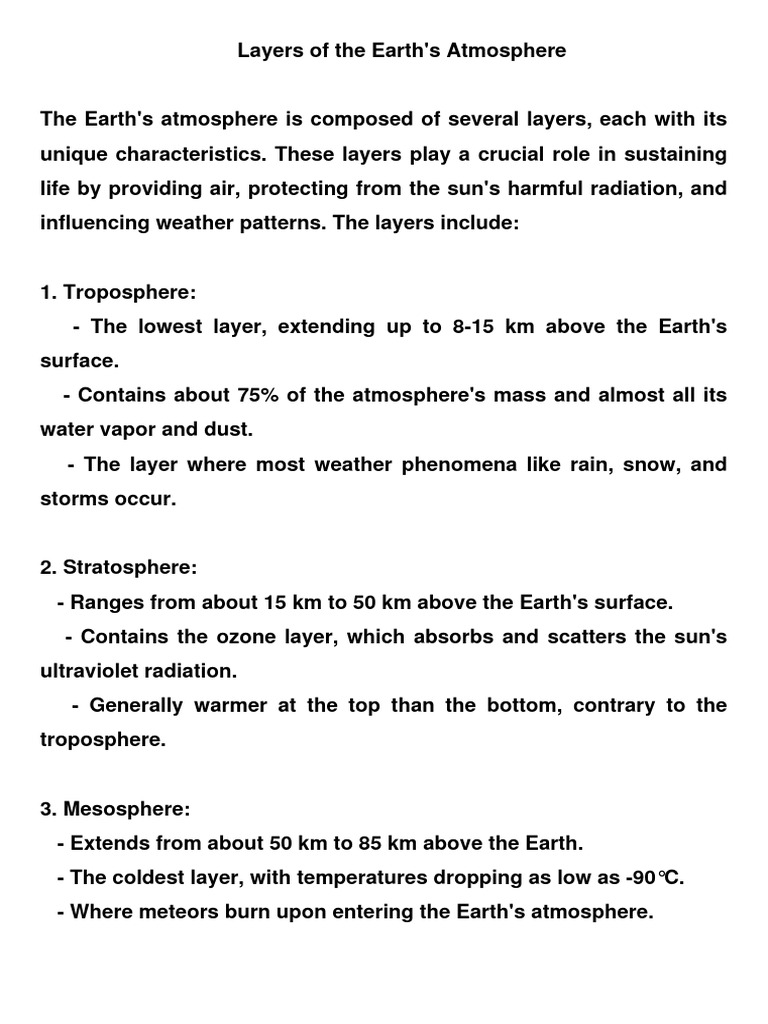 Layers of The Earths Atmosphere | PDF