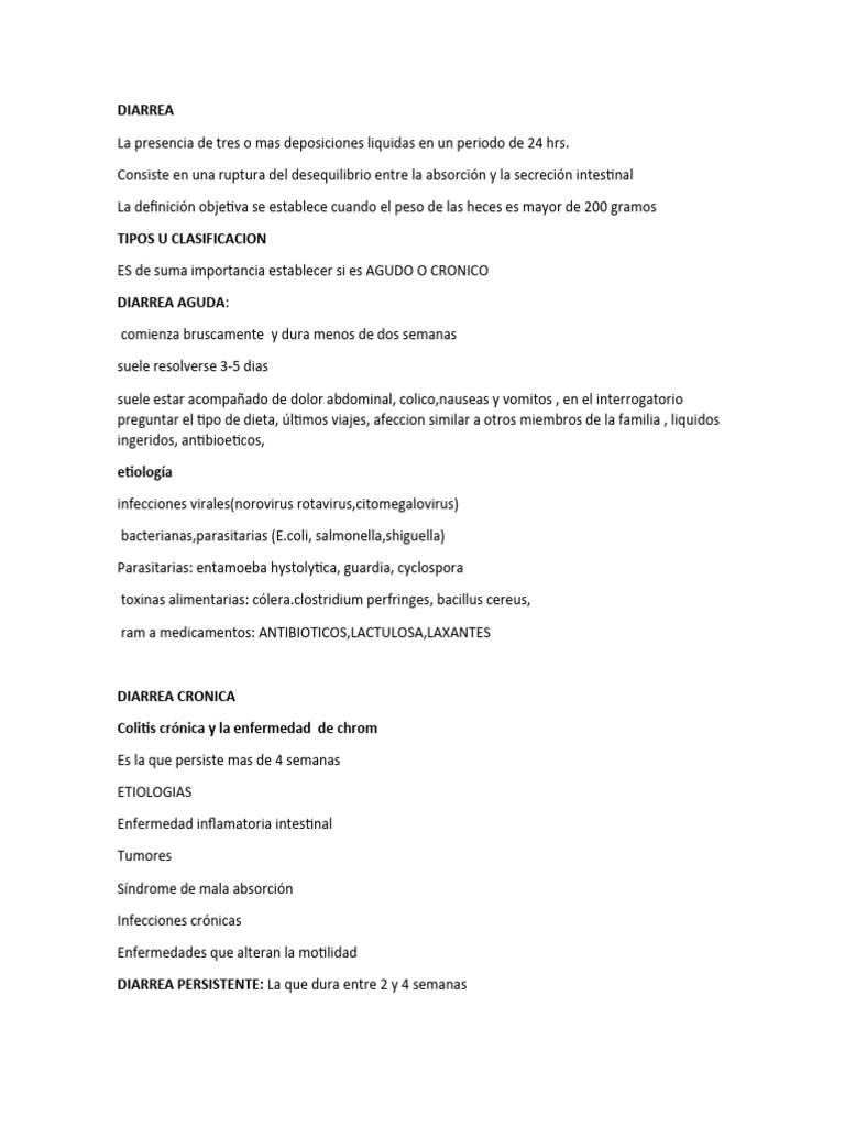 DIARREA | PDF | Diarrea | Especialidades Medicas