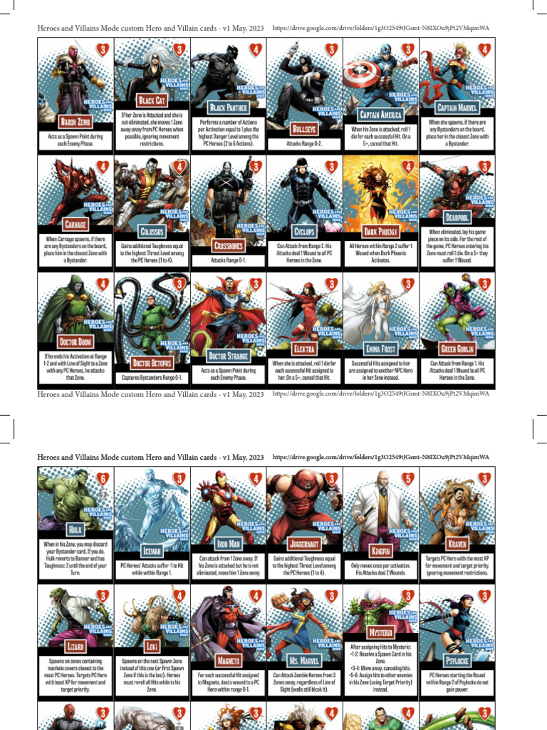 Custom Hero and Villain Cards | PDF | Games & Activities | Computers