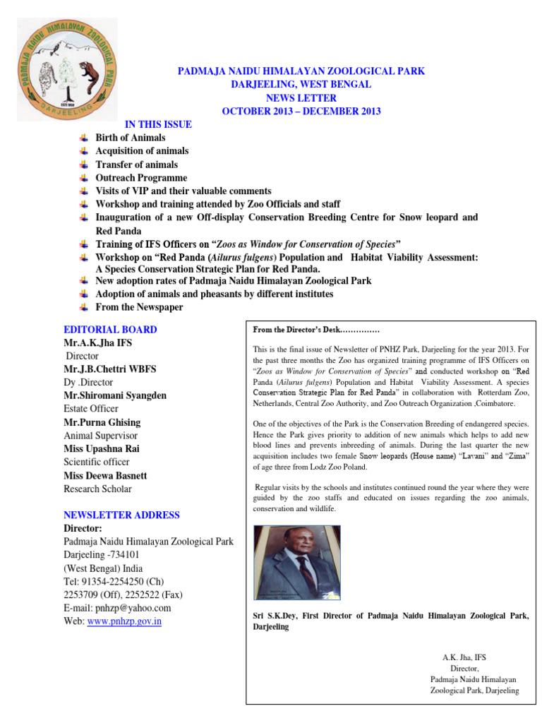 PNHZ Park Newsletter: Q4 2013 Highlights | PDF | Giant Panda | Zoo