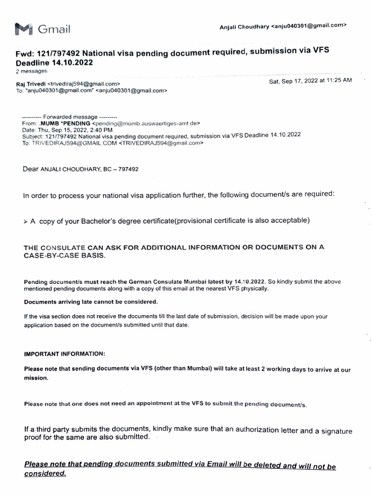 Pending Doc Mail To Raj Trivedi | PDF