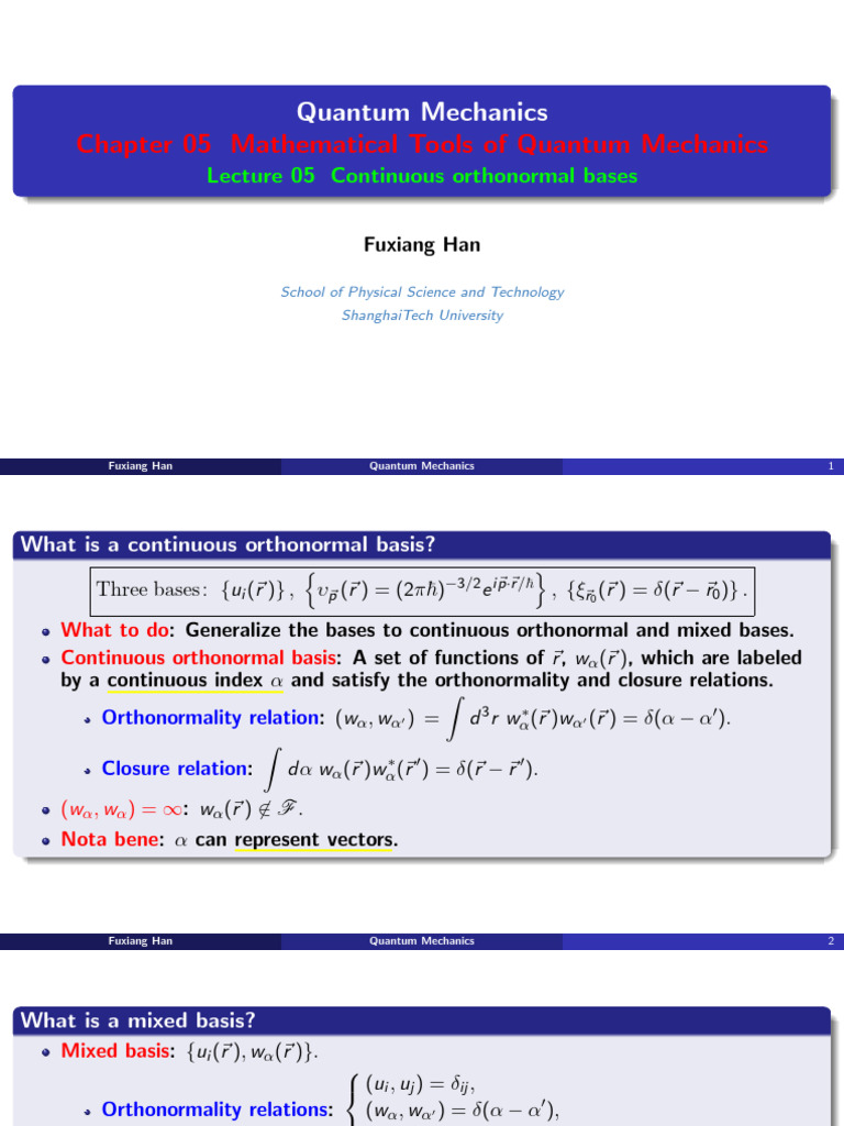 Ch05Lec05 - Continuous Orthonormal Bases | PDF